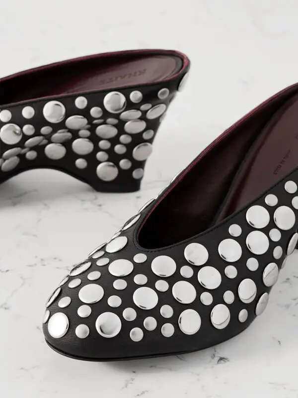Khaite Cloak Studded Leather Mules - Black