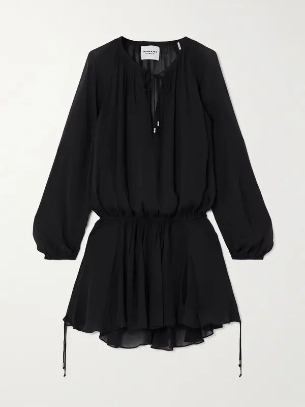 MARANT ETOILE Bess Gathered Georgette Mini Dress