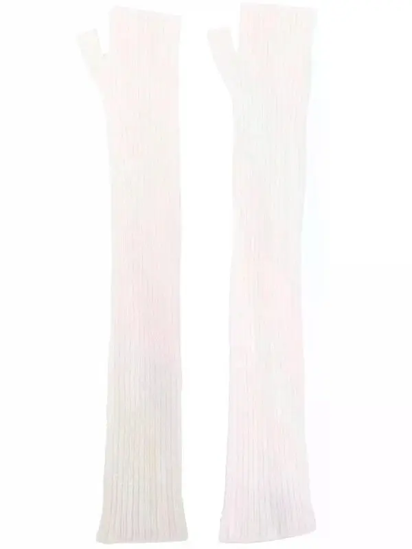 BARRIE Long Fingerless Cashmere Gloves - Neutrals