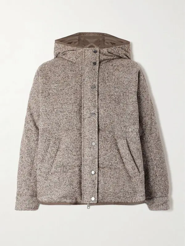Brunello Cucinelli Padded Wool-blend Bomber Jacket - Neutrals