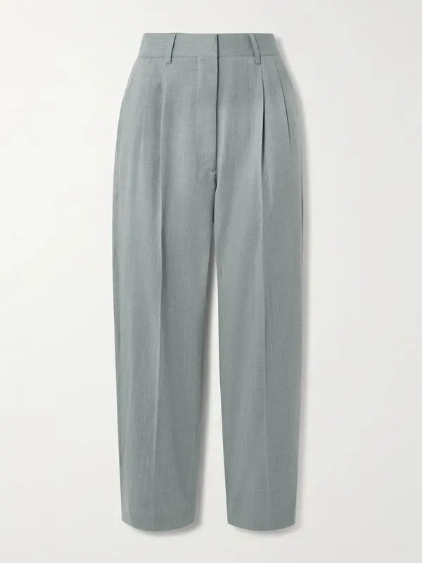 BLAZÉ MILANO Fox Pleated Wool-twill Pants - Gray