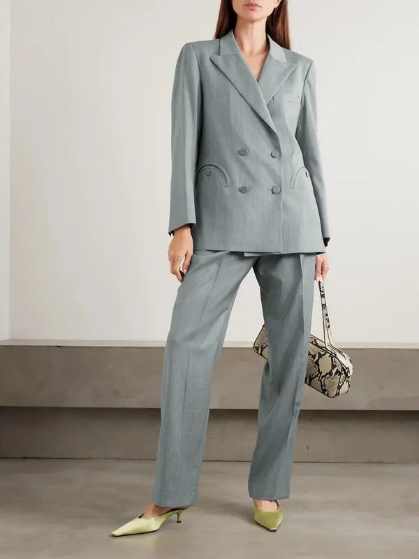 BLAZÉ MILANO Fox Pleated Wool-twill Pants - Gray