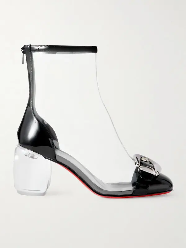 CHRISTIAN LOUBOUTIN Patent Leather-trimmed Pvc Ankle Boots - Black