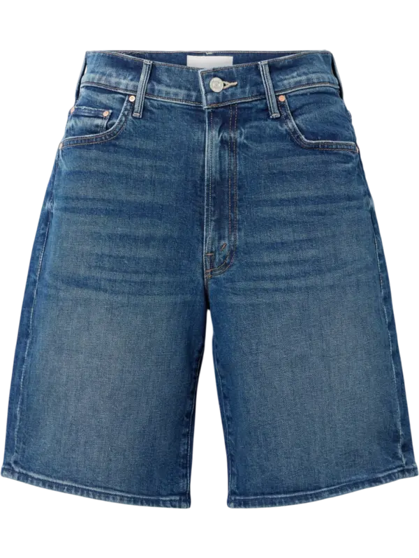 MOTHER The Undercover Bermuda Distressed Denim Shorts
