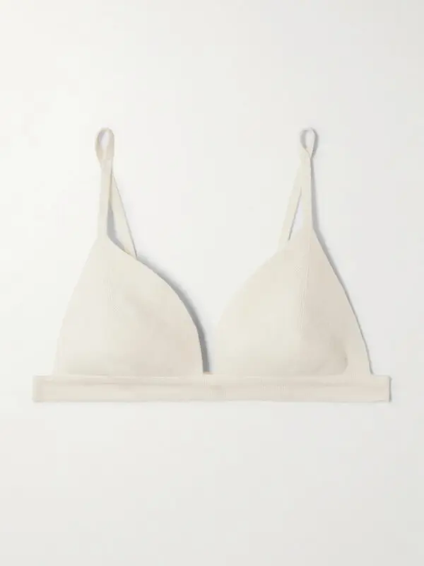 Gabriela Hearst Chevier Ribbed Wool Triangle Bralette - Ivory