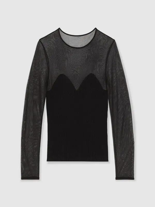 REISS Margot Mesh Knit Top