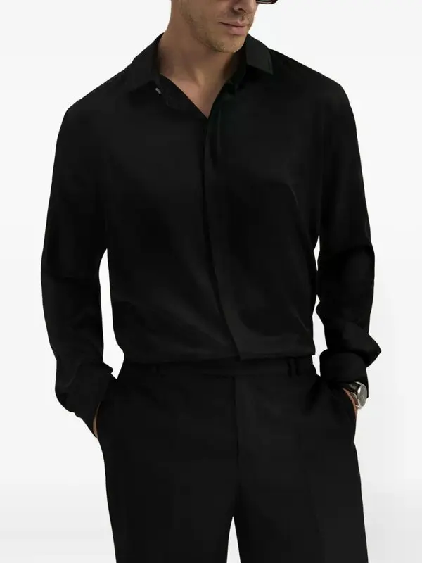DOMAINE DES ARTISTES Long-sleeved Stretch-silk Shirt