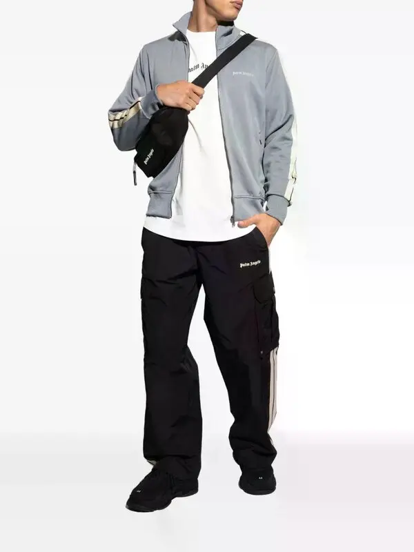 Palm Angels Zip-fastening High Neck Sweatshirt With Side Stripe Detail - Grey