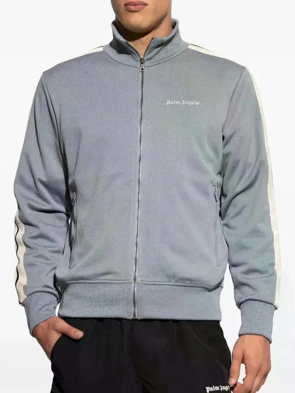 Palm Angels Zip-fastening High Neck Sweatshirt With Side Stripe Detail - Grey