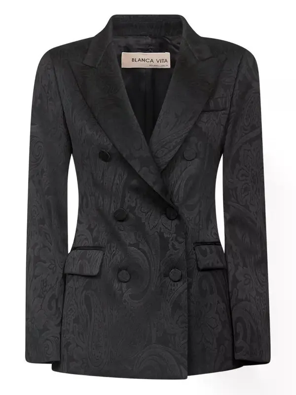 BLANCA VITA Floral-motif Double-breasted Blazer