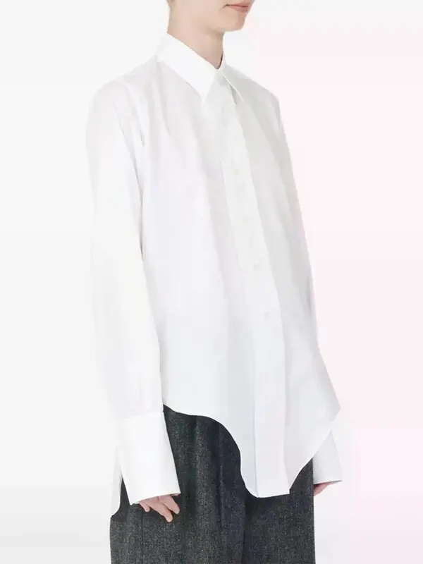 MAISON MARGIELA Cotton Shirt With Oversized Cuffs And Curved Hem