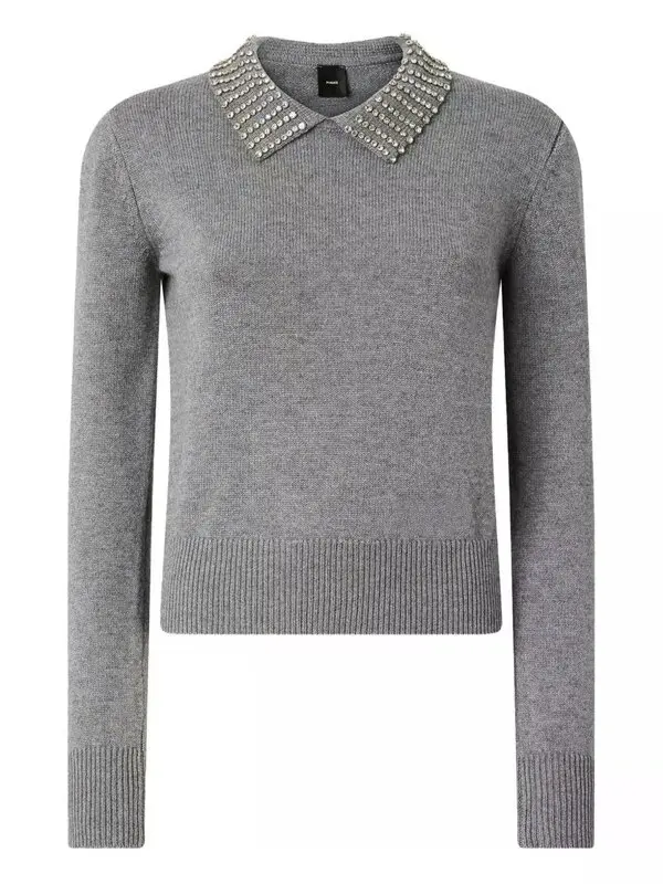 Pinko Embellished-collar Jumper - Grey
