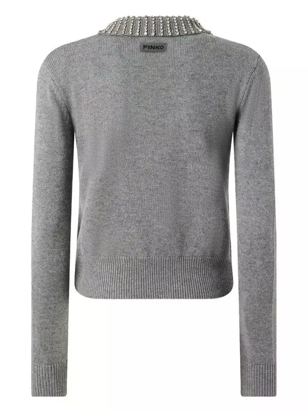 Pinko Embellished-collar Jumper - Grey
