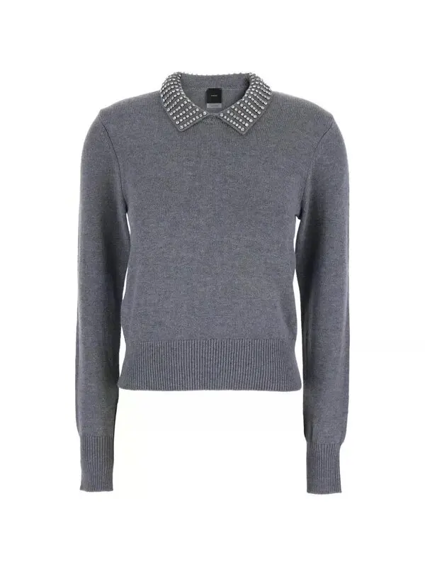 Pinko Embellished-collar Jumper - Grey