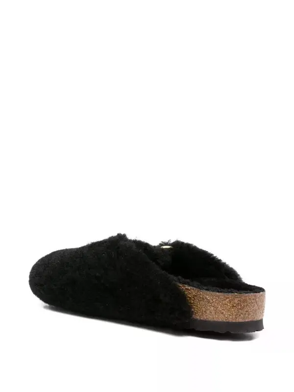 BIRKENSTOCK Boston Shearling Buckle Mules - Black