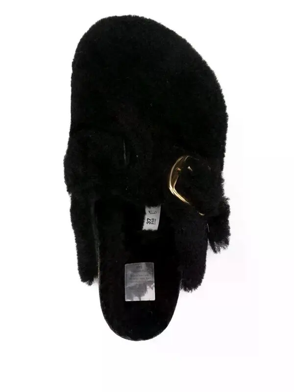 BIRKENSTOCK Boston Shearling Buckle Mules - Black