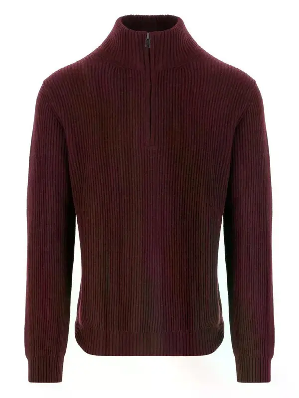 Woolrich Ribbed Half-zip Sweater - Red