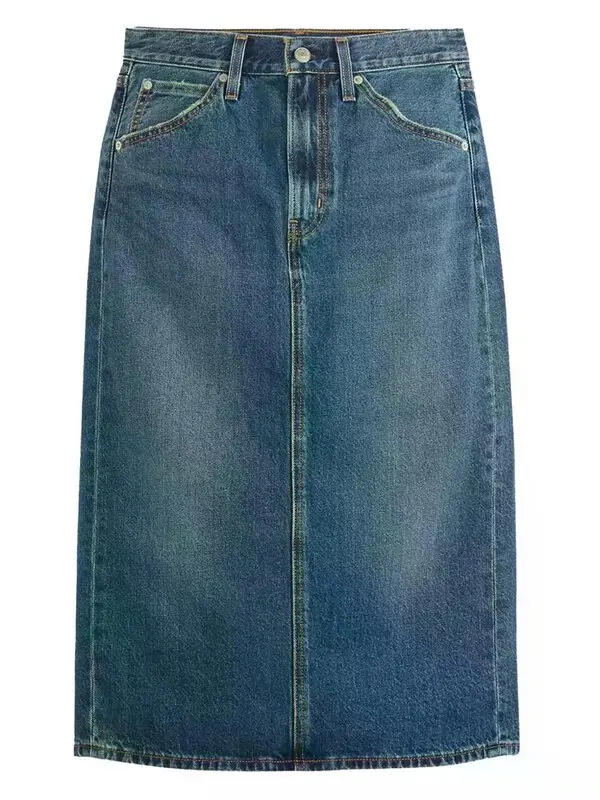 LEVI'S Midi Denim Skirt With Back Slit - Blue