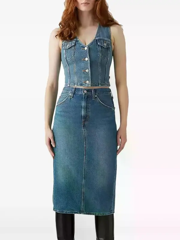 LEVI'S Midi Denim Skirt With Back Slit - Blue