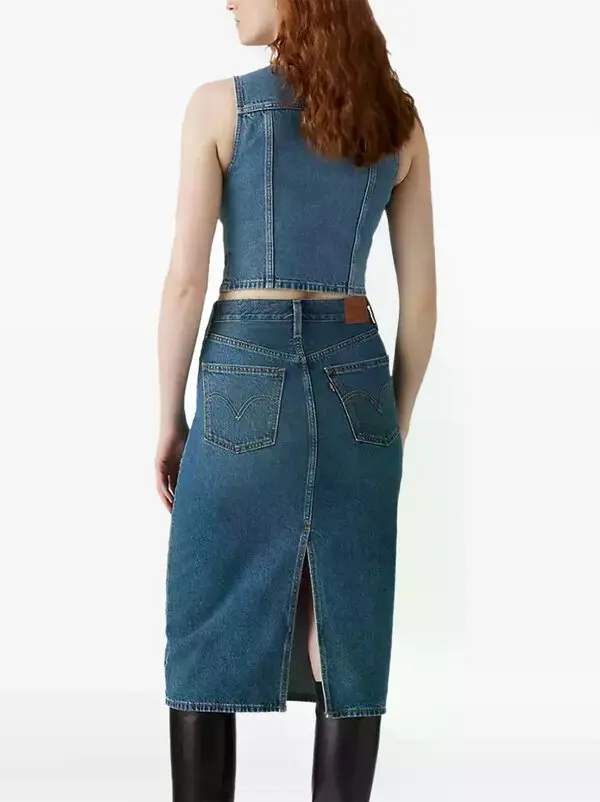 LEVI'S Midi Denim Skirt With Back Slit - Blue