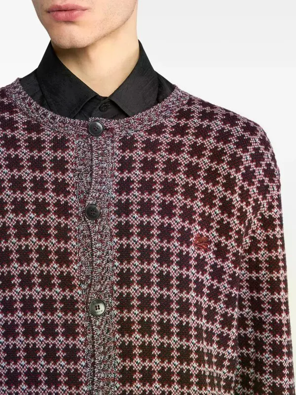 Etro Geometric-pattern Cardigan With Pegaso Embroidery