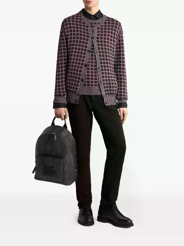 Etro Geometric-pattern Cardigan With Pegaso Embroidery