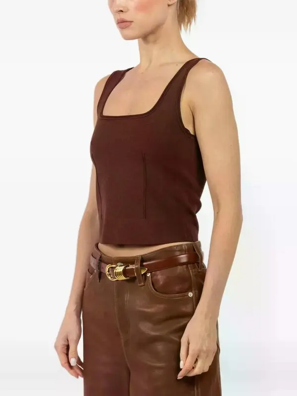 Simkhai Uri Square-neck Ribbed Top - Brown