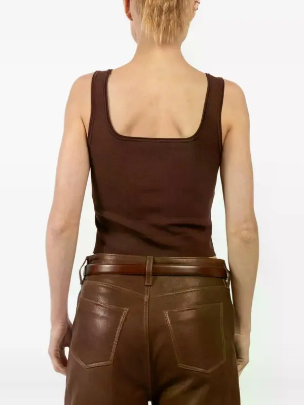 Simkhai Uri Square-neck Ribbed Top - Brown