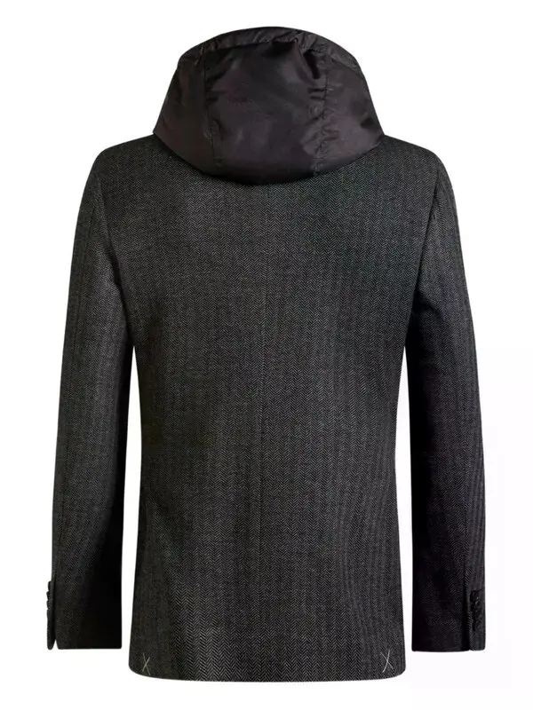 Etro Herringbone Detachable-hood Blazer - Grey