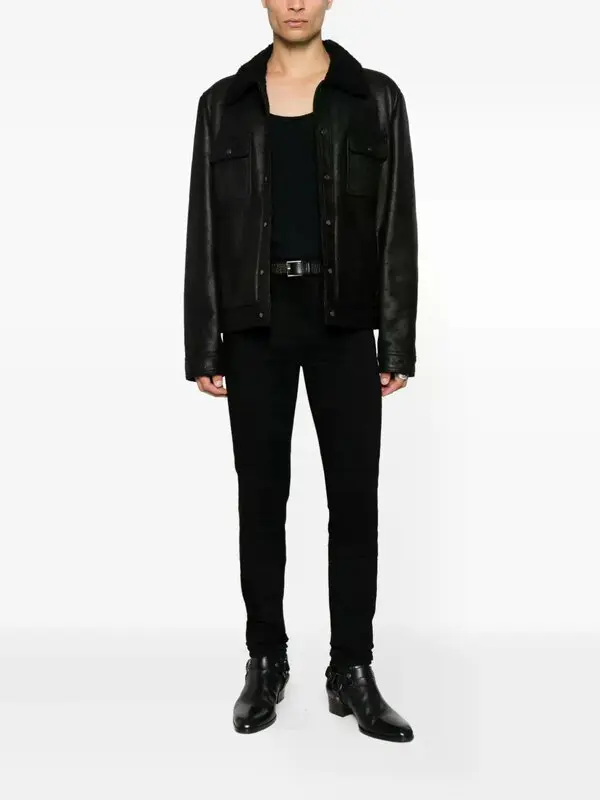 SALVATORE SANTORO Fleece-lined Leather Jacket