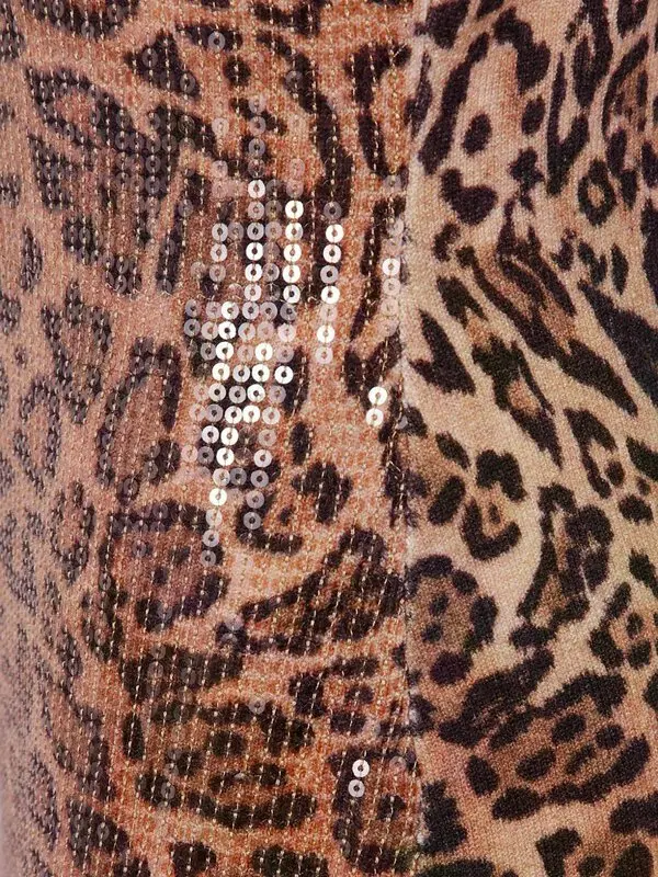 TWINSET Animal Print Sequin Embellished Midi Dress - Brown