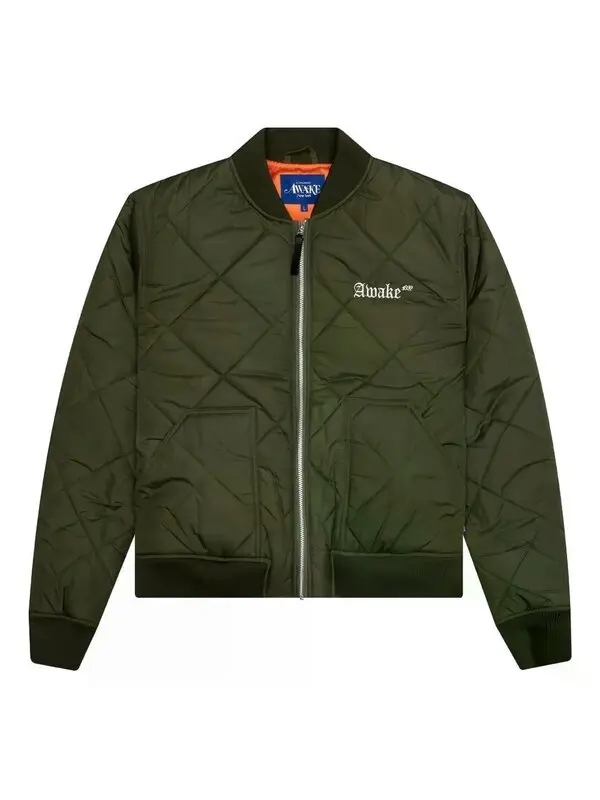 AWAKE NY Logo-embroidered Quilted Bomber Jacket