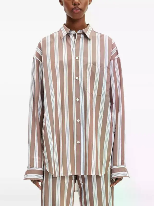 SAMSOE SAMSOE Striped Cotton Shirt - Black
