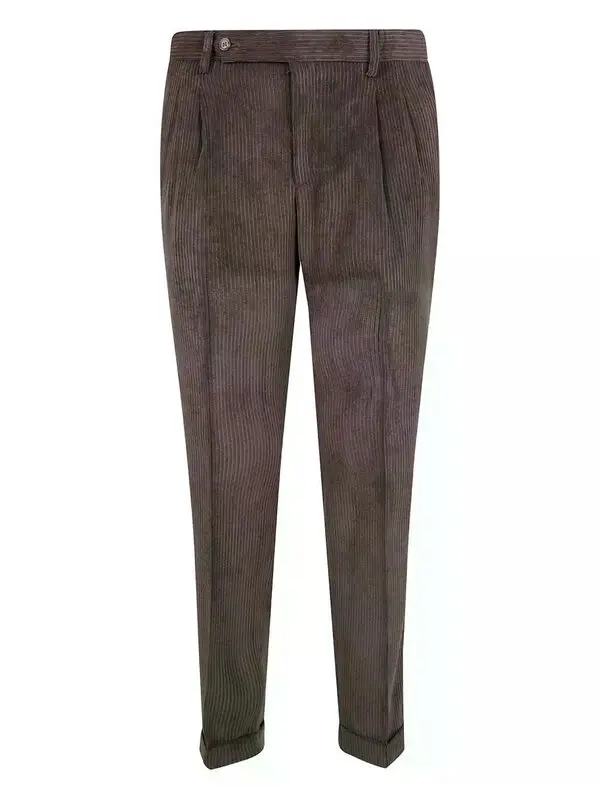 BARBA NAPOLI Corduroy Pleated Trousers - Brown