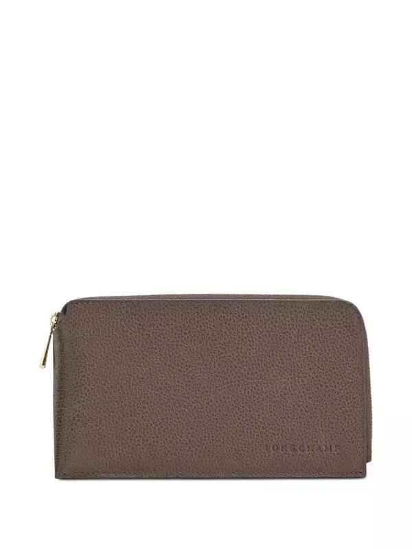 Longchamp Le Foulonné Leather Zip Pouch - Brown