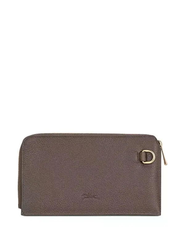 Longchamp Le Foulonné Leather Zip Pouch - Brown