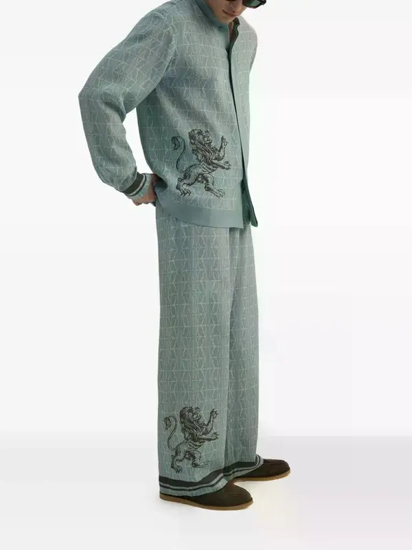 DOMAINE DES ARTISTES Lion-print Long-sleeved Shirt - Blue