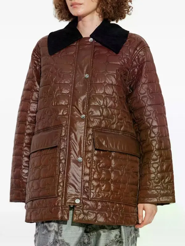 GANNI Quilted Coat - Brown