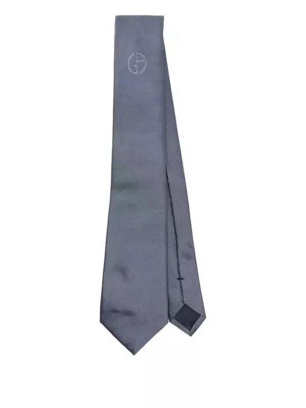 Giorgio Armani Logo-embellished Silk Tie - Blue
