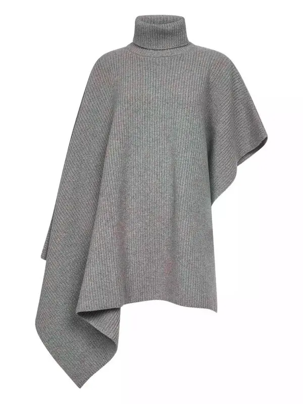 Stella McCartney Ribbed Turtleneck Poncho - Grey