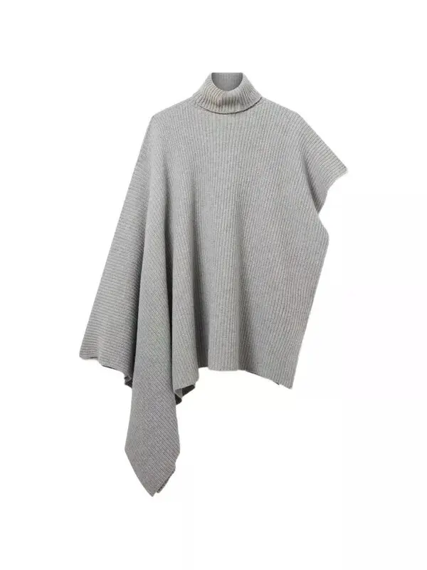 Stella McCartney Ribbed Turtleneck Poncho - Grey