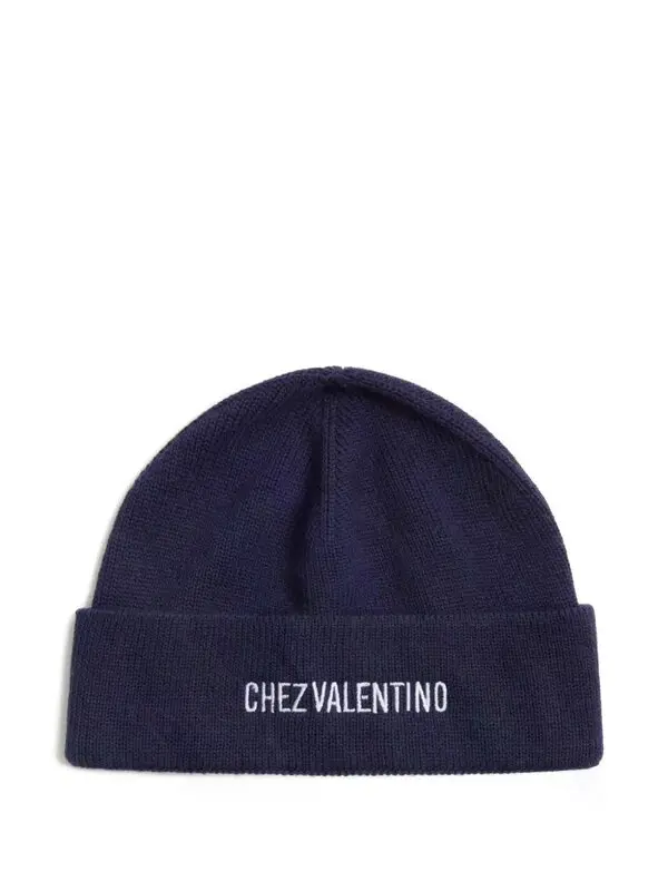 Valentino Garavani Ribbed-knit Beanie - Blue