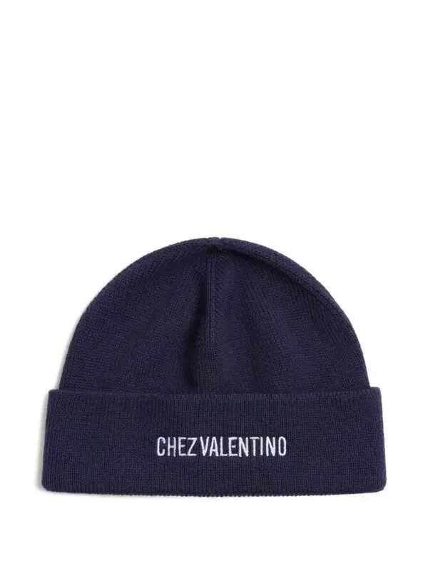 Valentino Garavani Chez Wool Beanie - Blue
