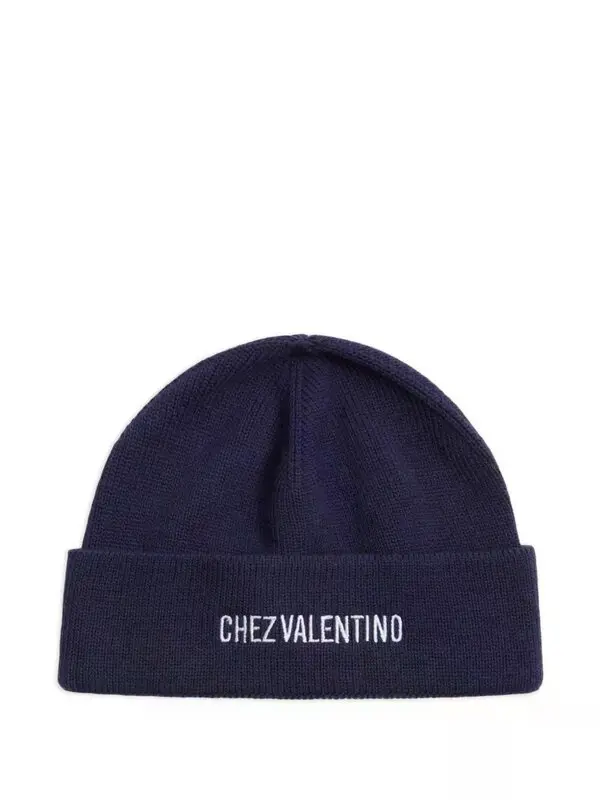 Valentino Garavani Knitted Wool Beanie - Blue