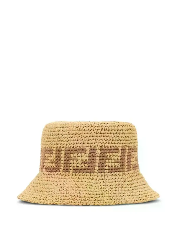Fendi Raffia Bucket Hat - Neutrals