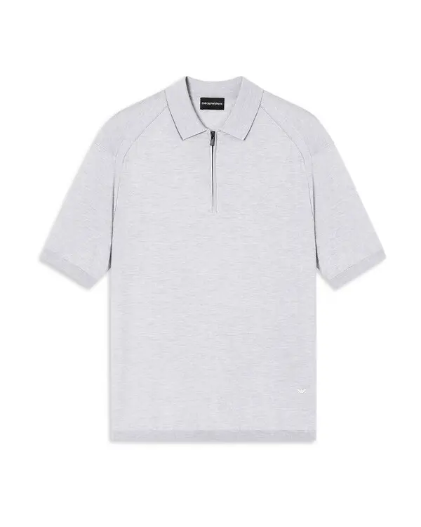 Emporio Armani Regular Fit Zip Knit Polo - Solid Light