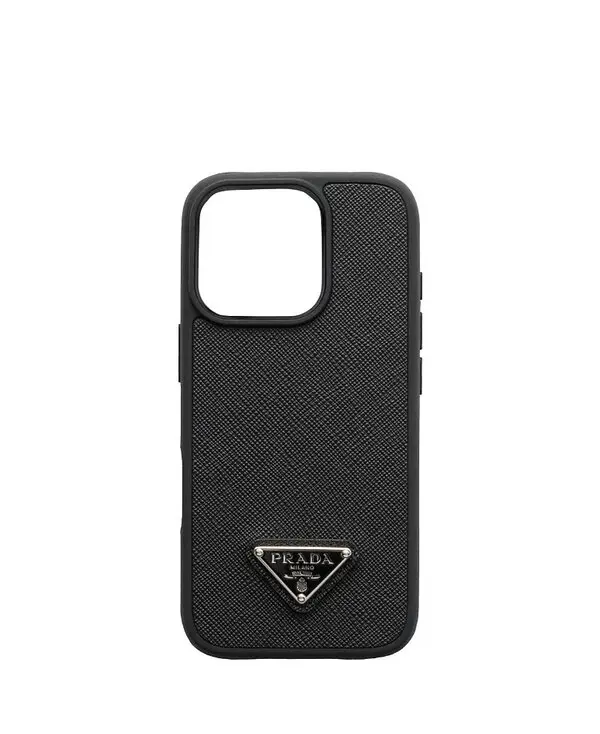 Prada Saffiano Leather Case For Iphone 16 Pro - Black