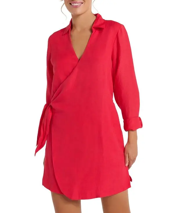 HERMOZA Isla Wrap Dress Cover Up - Red