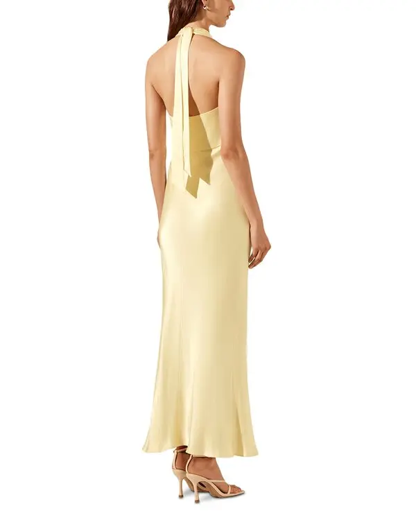 Shona Joy La Lune Plunged Halter Dress In Lemon - 30% Off | Editorialist