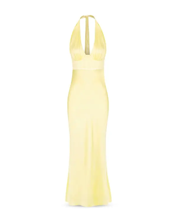 Shona Joy La Lune Plunged Halter Dress In Lemon - 30% Off | Editorialist